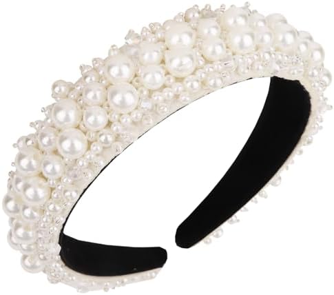 Amazon.com : YISSION 1PC White Pearl Headband for Women Jeweled Head ...