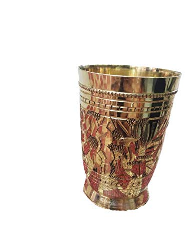 Buy BRRL Pure Brass Glass Tumbler for Serving Water Embossed Hotel/Home ...