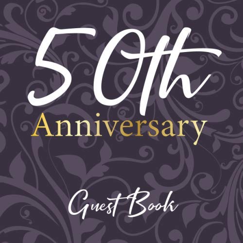 Amazon.com: 50th Anniversary Guest Book: Cute Happy Purple Themed Cover ...