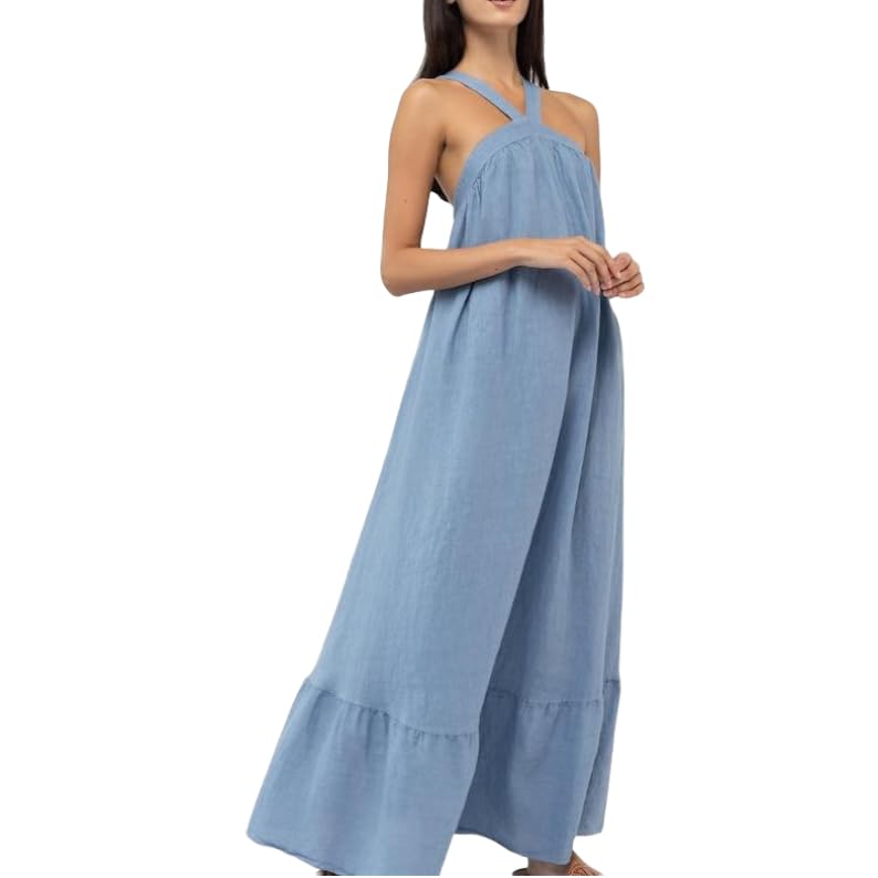 Amazon.com: Apron Linen Dress, Midi Linen Dress, Backless Linen Dress ...