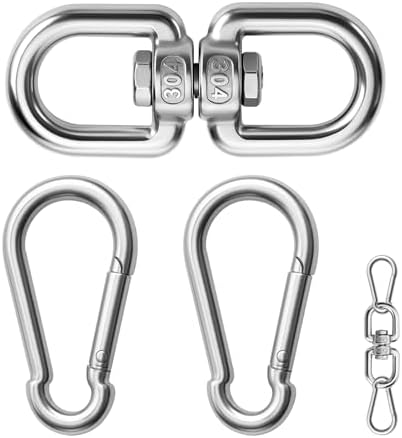 APOMOONS Stainless Steel Swivel M8 with 2 Carabiner Hooks, Large, 304 ...