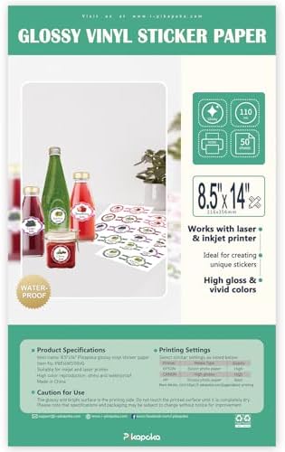 Amazon.com: 8.5x14 Removable Self-adhesive Vinyl Sticker Paper ...