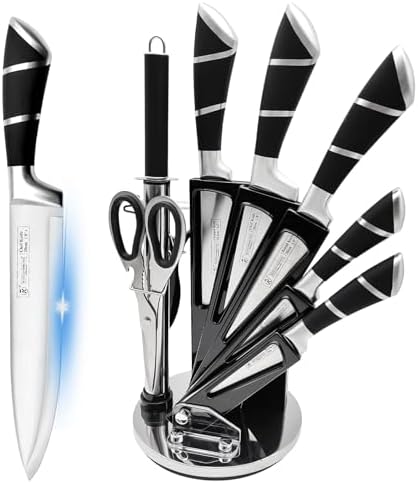 Rainbow Colored Kitchen Knife Block Set - 5 Stainless Steel Bladed ...
