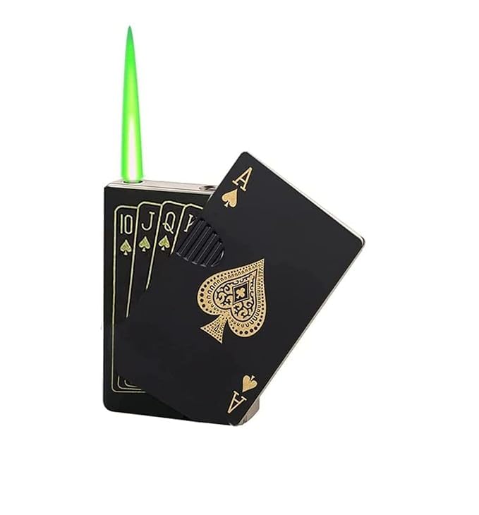 Green ACE Lighter LitUp Slide Slider ikka Print Wind Proof Jet Flame ...