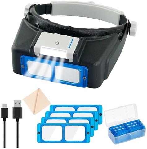 Amazon.com: Vludiss Headband Magnifier with LED Light, Rechareable 1.5X ...