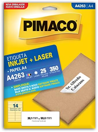 Etiqueta Adesiva Colacril, Ink-Jet/Laser A4, CA4367, Branco, 210 x 297 ...