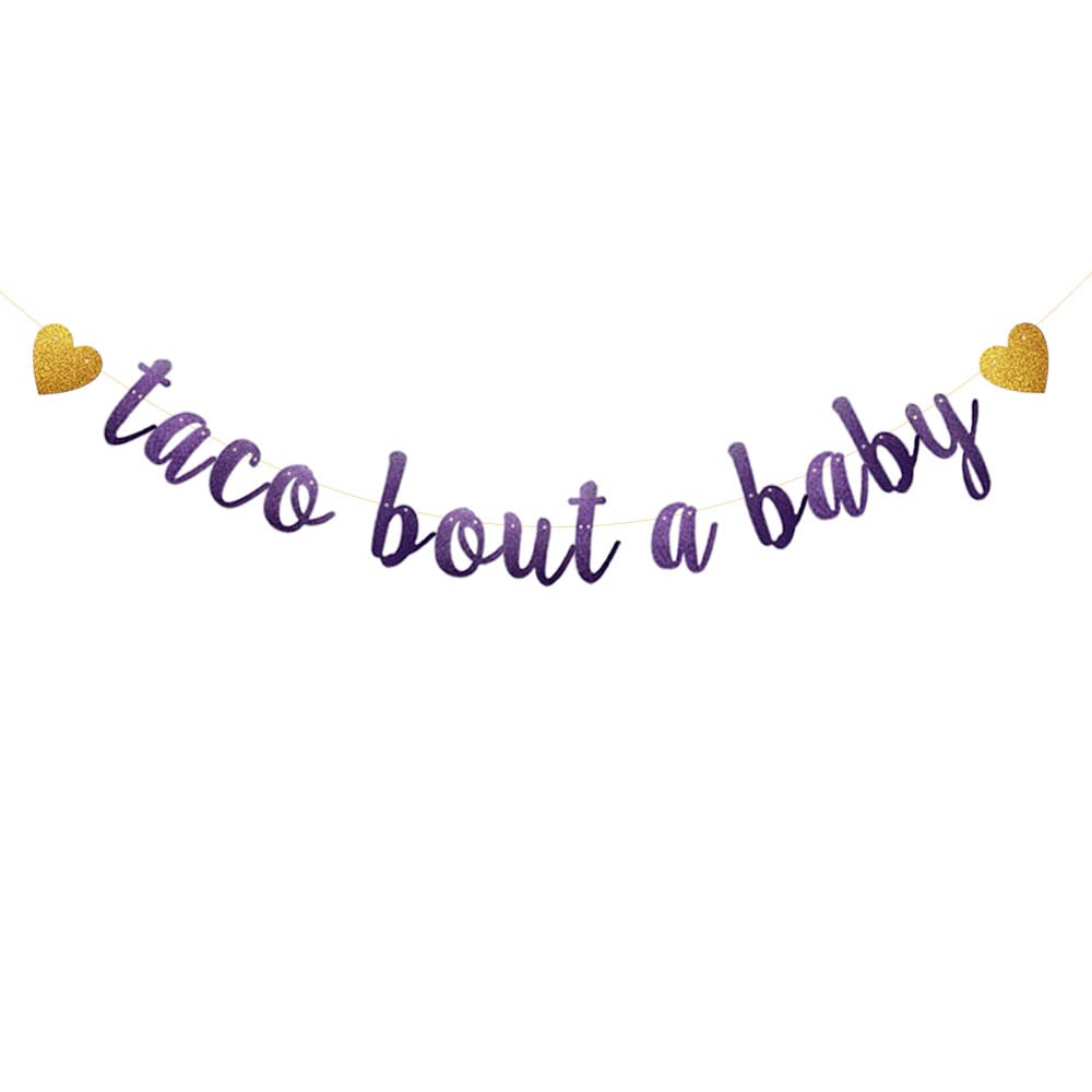 Amazon.com: Taco Bout a Baby Banner, Purple Glitter Paper Banner Sign ...