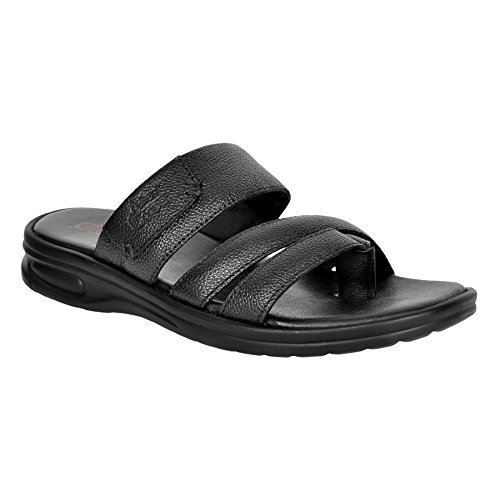 Allen Cooper ACLS-262 Black Leather Slippers for Men (8) : Amazon.in ...