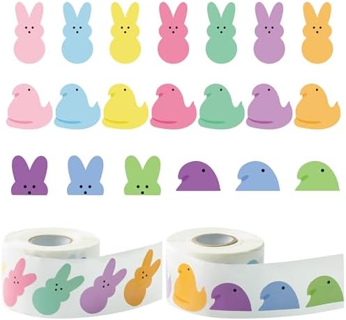 Amazon.com: CNhoqc 1000pcs Easter Colorful Bunny Chick Peeps Sticker ...