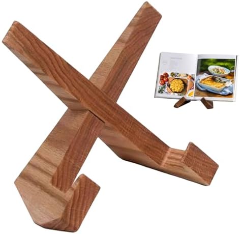Recipe Book Stand for Cookbook, Wooden Kitchen iPad and Book Holder for ...