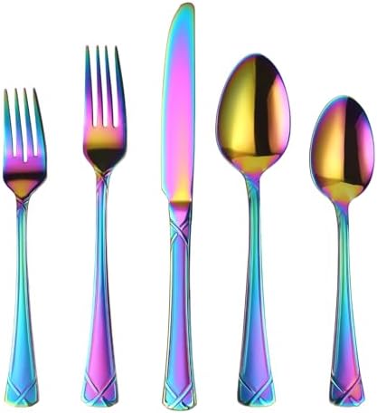 Amazon.com | Seeshine Rainbow Silverware Set for 6, 30-Piece Stainless ...