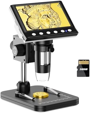 Microscope,4.3" Coin Microscopes, IPS Digital Microscope for Adults ...