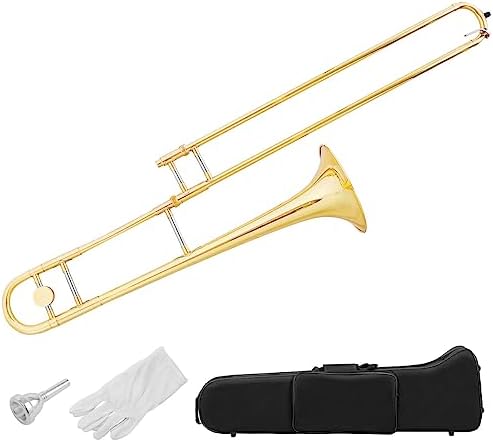 COSTWAY Bb Tenor Slide Trombone with Case, Mouthpiece, Gloves and ...