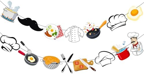 Amazon.com: Chef Birthday Banner Black Glitter with Hanging Swirls ...