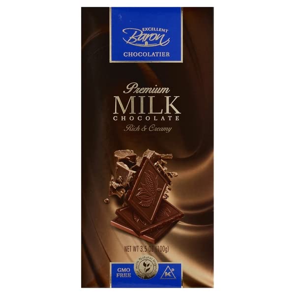 Amazon.com : Baron Chocolatier Chocolate Bar Milk, 3.5 oz : Grocery ...