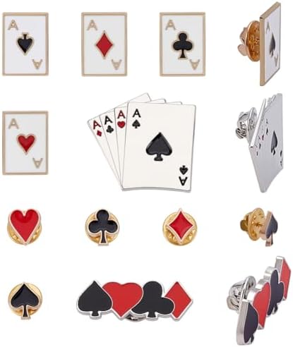 Amazon.com: AHANDMAKER 10Pcs Playing Card Enamel Lapel Pin Poker ...