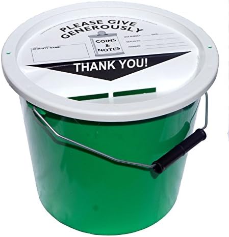Charity Money Collection Bucket 5 litres - Green : Amazon.co.uk ...