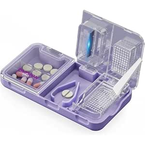 3-in-1 Medicine Organizer Box with Tablet Cutter of All Size Pills ...