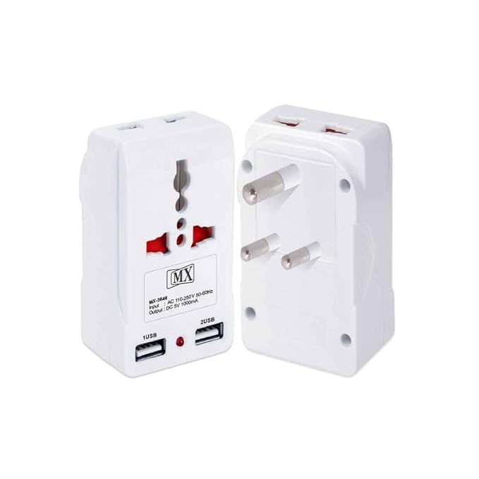 MX 3 Pin Multiplug Socket with USB Charger 10A Power Plug Converter ...