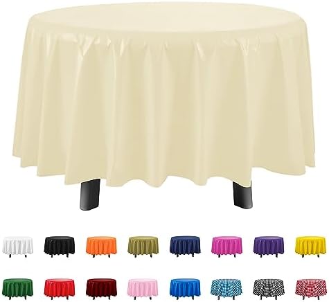 Amazon.com: Exquisite 6-Pack Premium Plastic Tablecloth 84in. Round ...