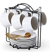 Amazon.com | Lareina Porcelain Stackable Espresso Cups with Saucers ...