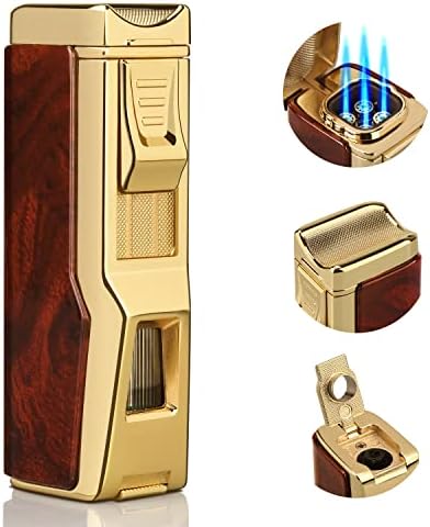 Amazon.com: FANKAI Cigar Lighter 4-Torch Jet Flame - Cigar Punch ...