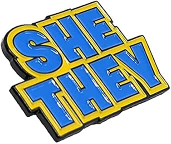 Amazon.com: She They Femme Nonbinary Bigender Enamel Pronoun Pin ...