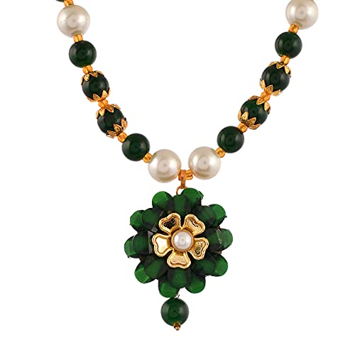 saket nc by chanda Traditional Green New Flower Panchi Pearl Necklace ...