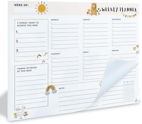 Undated Weekly Planner, Goals, Shopping, To Do List, Horizontal Desk ...