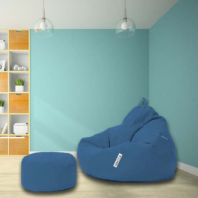 MACCA Brand - XL Faux Leather Clasic Filled Bean Bag with Stool Ready ...