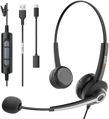 USB Headset with Microphone for Work, Computer Headset with Microphone ...