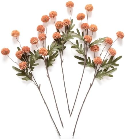 Amazon.com: Floroom 5pcs Faux Silk Pompon Mum Artificial Flowers, Bulk ...