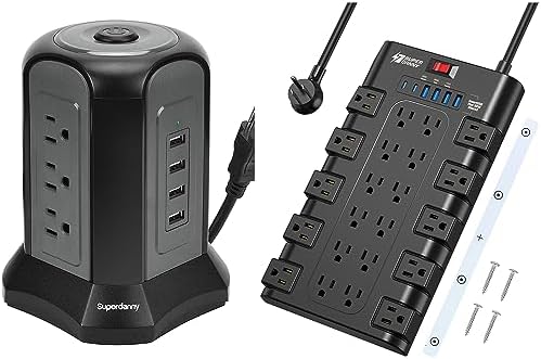 Amazon.com: SUPERDANNY 28-in-1 Large Power Strip Surge Protector with ...