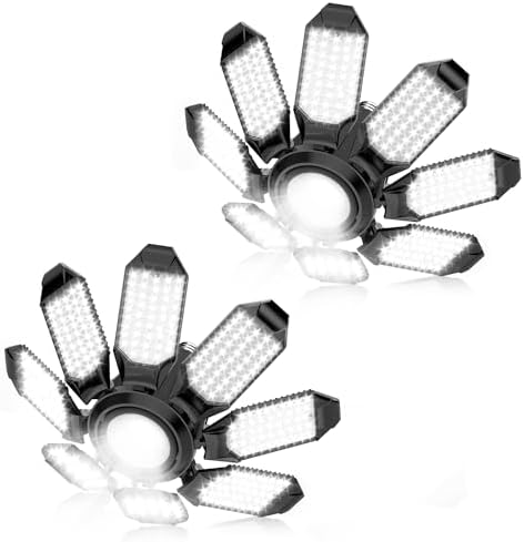 POLARPRA LED Garage Light - 2Pack Bright 50000LM Garage Lights Ceiling ...