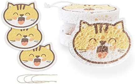 Amazon.com: Kikkerland Kitty Cat Scrub Reusable Sponges, for Scrubbing ...