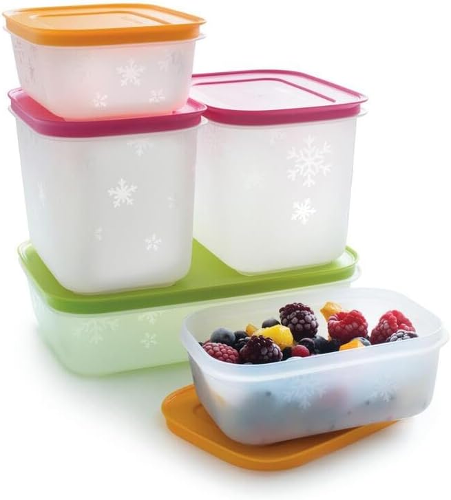 Amazon.com: Tupperware Freezer Container 1.0 L Green/White Flat (2) Ice ...