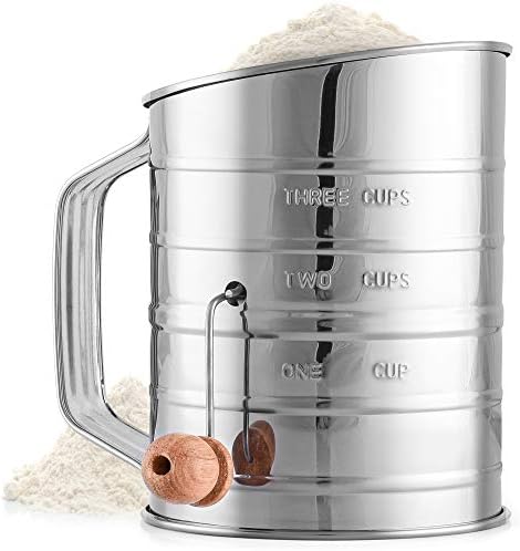 Amazon.com: Bellemain 3 Cup Flour Sifter for Baking Fine Mesh Rotary ...