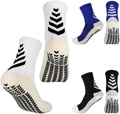 3 Pairs Anti Slip Football Socks, Grip Socks Soccer Socks with Rubber ...
