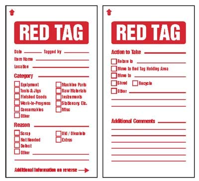 5S/6S - 6S Red Tags 80x150mm c/w cable ties (pack of 10) - Matt PVC ...