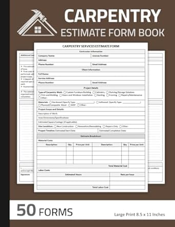 Carpentry Estimate Form Book: Carpentry Services Estimating Forms ...