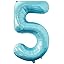 Amazon.com: 40 Inch Baby Blue Number 5 Balloon Large Size Jumbo Digit ...
