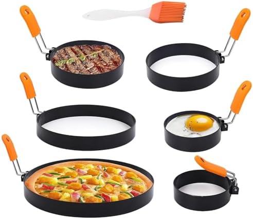 Amazon.com: Pancake Mold Set |Silicone Egg Shaper for Frying Pan | 6 ...