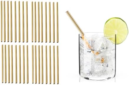 Amazon.com: Gold Stainless Steel Short Straws 5 1/2 Inches - 32 pcs ...