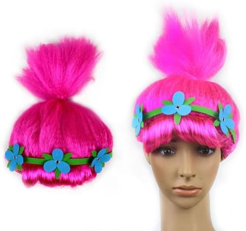Amazon.com: Funny Party Hats Rainbow Troll Hair Wig - Colorful 80s Wigs ...