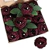 Amazon.com: INSUNSIX 16pcs Dark Red Peonies Artificial Flowers 3.5 ...