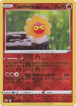 Amazon.com: Castform Sunny Form - 022/198 - Common - Reverse Holo - Sword & Shield - Chilling ...