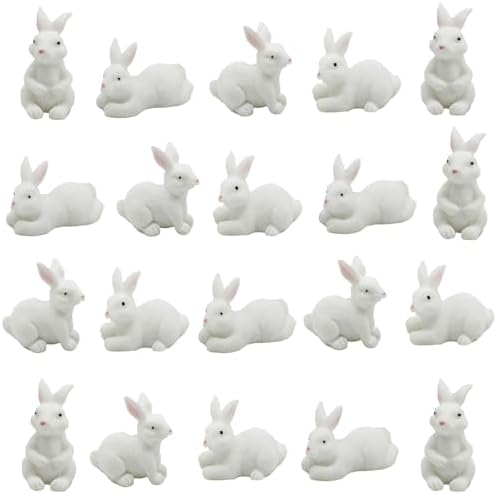 Amazon.com: Pinenjoy 20Pcs Realistic Miniature Rabbit Figurines Cute ...