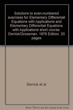 Solutions to even-numbered exercises for Elementary Differentail ...