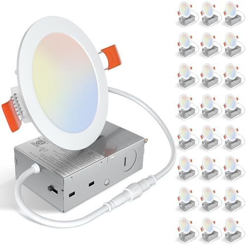 AIDROIT 12 Pack 4 Inch 5CCT Ultra-Thin LED Recessed Ceiling Light with ...