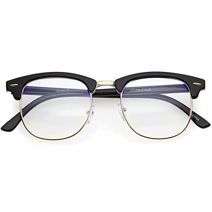 Buy Round Semi-Rimless Blue Cut Computer Glasses for Eye Protection ...